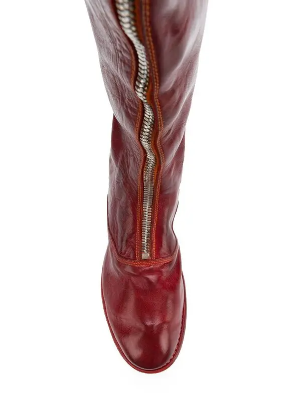 Guidi 410 Front Zipper Boots - Red