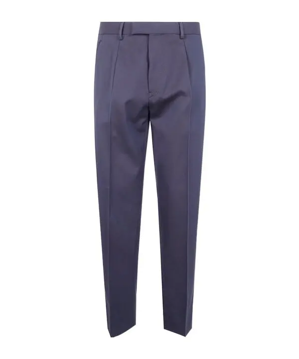 Zegna Pleated Cotton Trousers - Black
