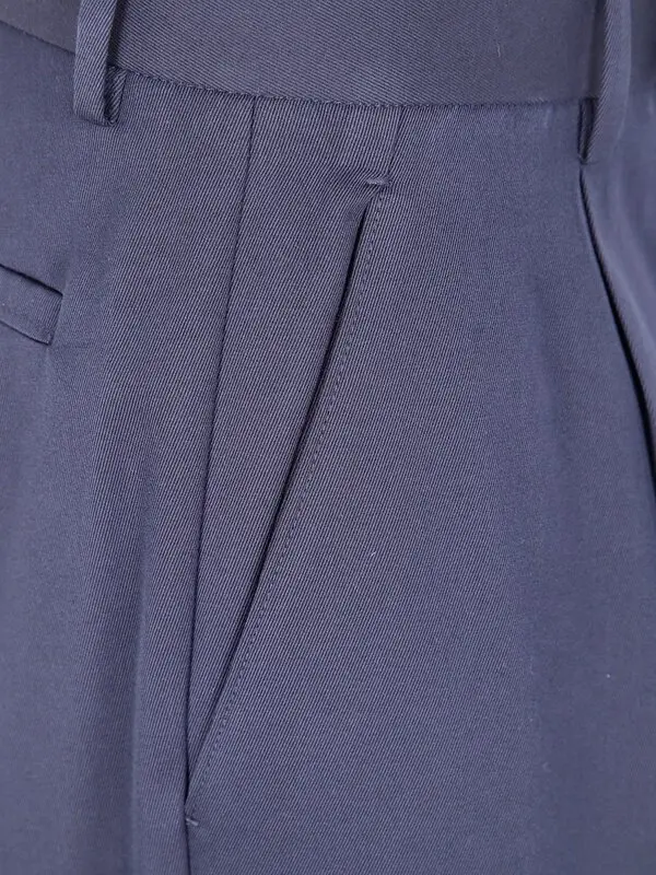 Zegna Pleated Cotton Trousers - Black