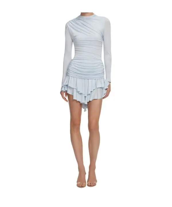 SELF-PORTRAIT Ruffled Asymmetric Mini Dress