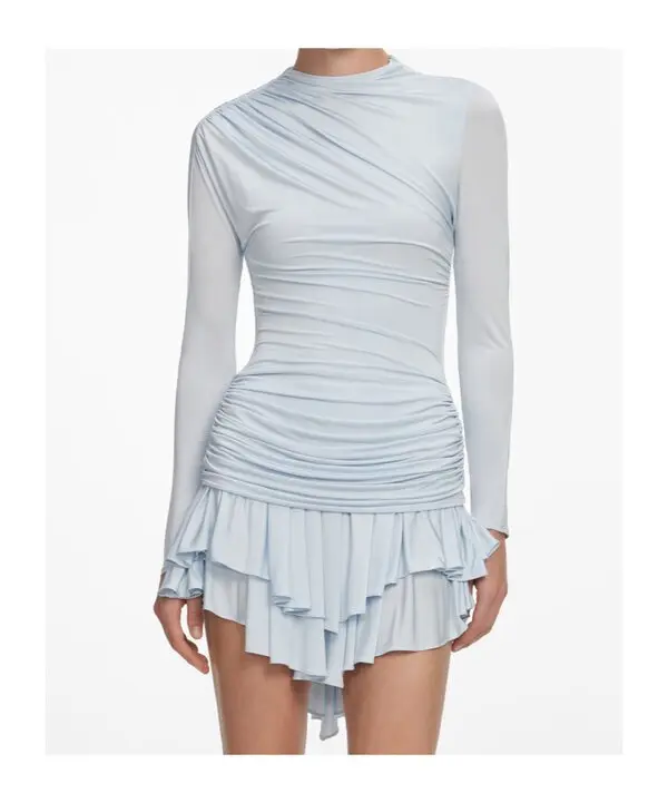 SELF-PORTRAIT Ruffled Asymmetric Mini Dress