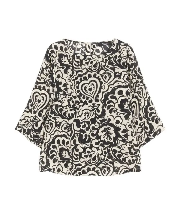 Max Mara Printed Silk Twill Blouse - Black