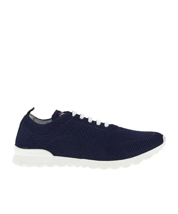 Kiton Lace-up Sneakers With Embroidered Logo - Blue