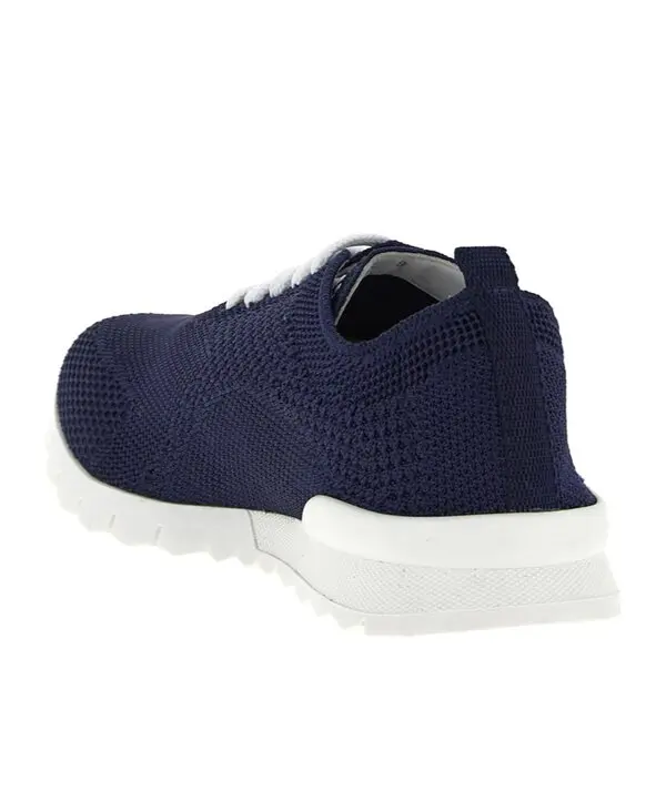 Kiton Lace-up Sneakers With Embroidered Logo - Blue