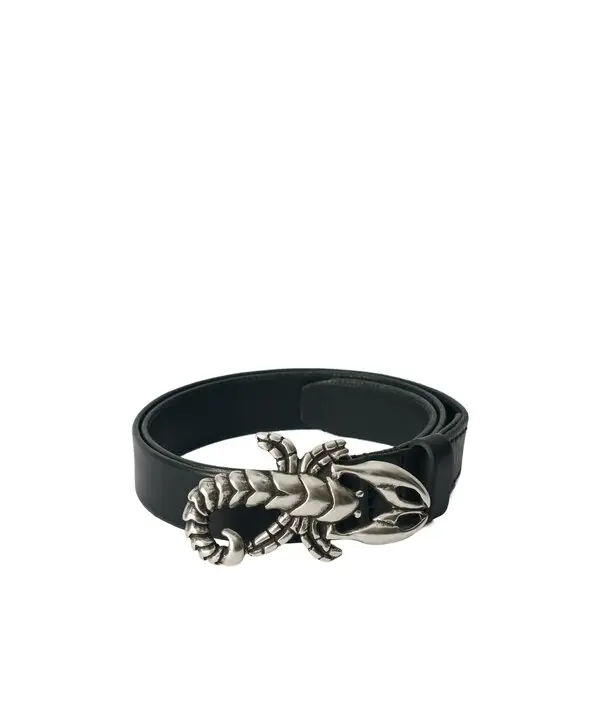 Our Legacy Scorpion Buckle Belt - Oily Black Leather