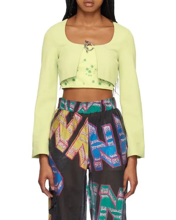 GANNI Stretch Suiting Cropped Blouse