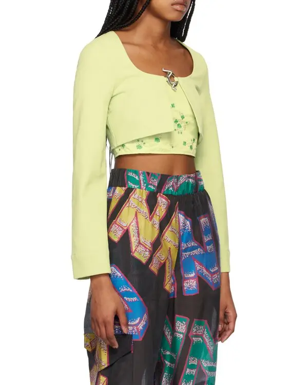 GANNI Stretch Suiting Cropped Blouse