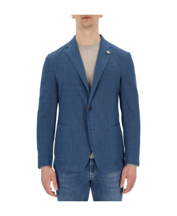 LARDINI Textured Single-breasted Blazer - Blue