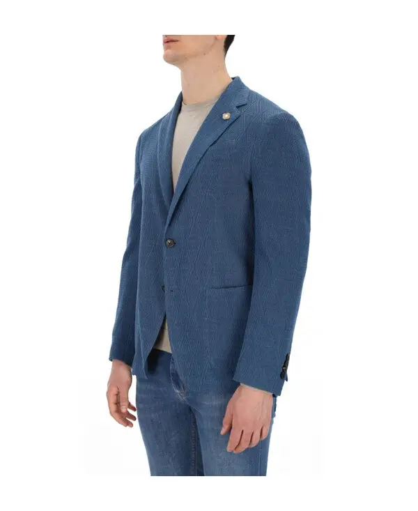 LARDINI Textured Single-breasted Blazer - Blue
