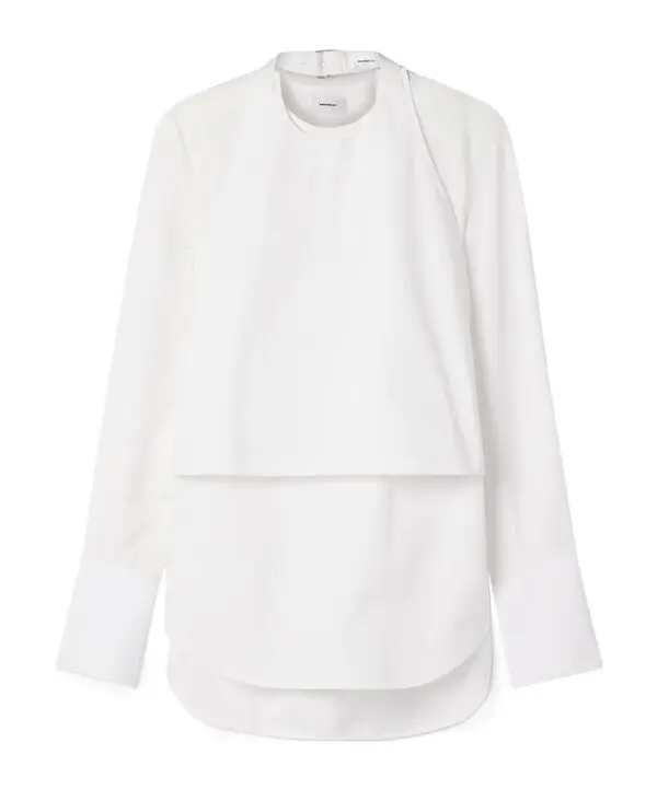 Wardrobe.NYC Layered Buckle-strap Blouse - White