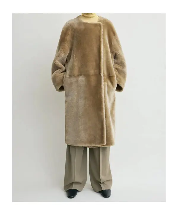 TOTEME Round Neck Collarless Coat - Rye