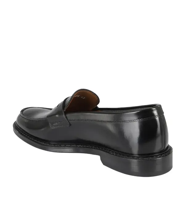 DOUCAL'S Penny-slot Almond Toe Loafers - Black