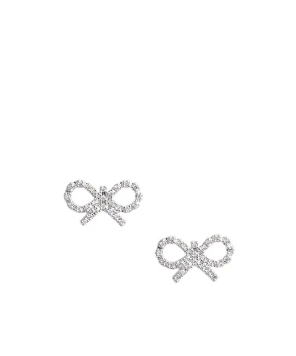 SELF-PORTRAIT Micro Bow Embellished Earrings - Silver