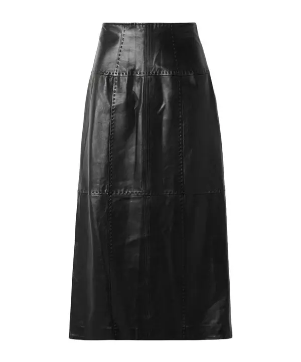 Ulla Johnson Enid Paneled Leather Midi Skirt