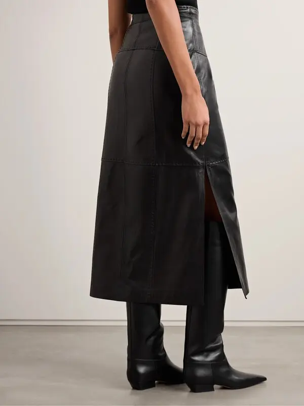 Ulla Johnson Enid Paneled Leather Midi Skirt