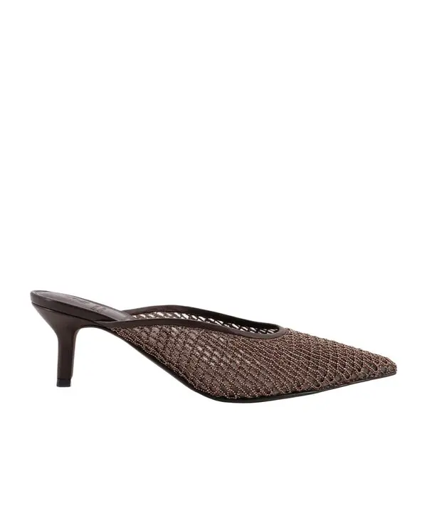 Brunello Cucinelli Slip-on Pointed-toe Mesh High-heel Sandals