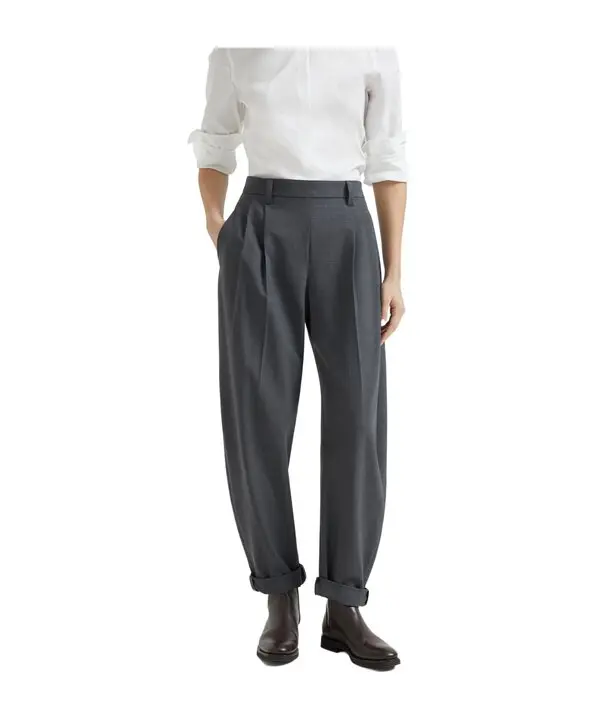 Brunello Cucinelli Virgin Wool Pleated Trousers