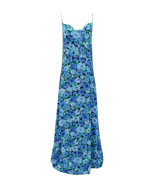 ROTATE BY BIRGER CHRISTENSEN Floral-printed Strappy Maxi Dress - Blue