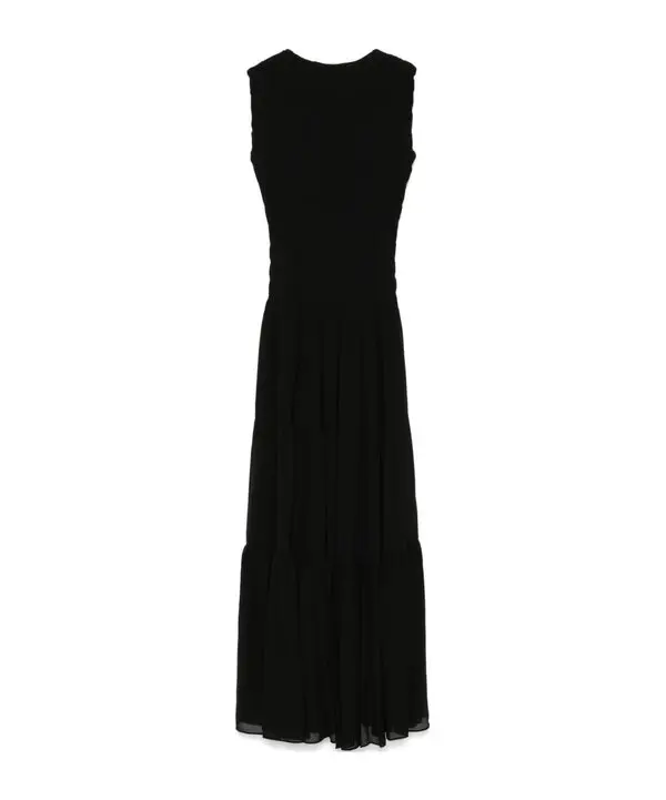 Michael Kors Smocked Georgette Tank Maxi Dress - Black