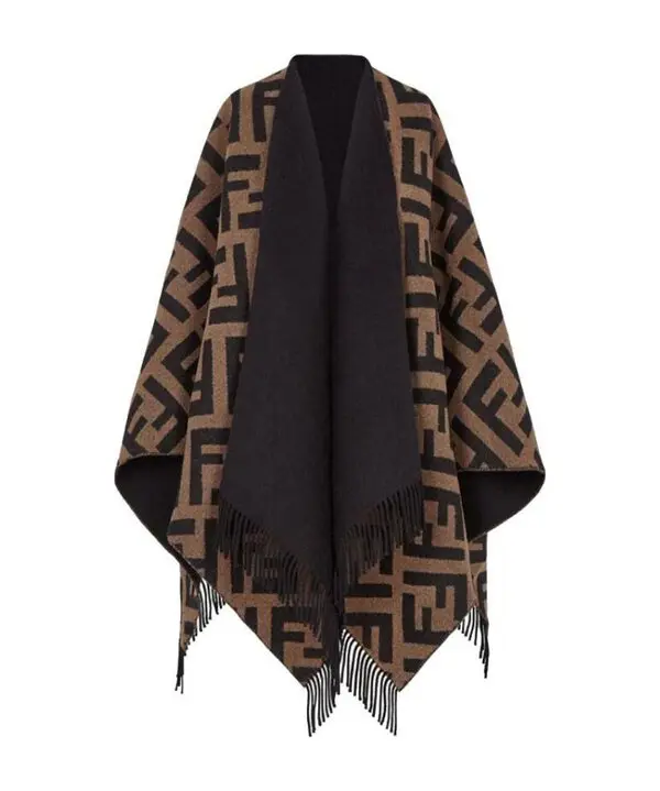 Fendi Monogram Fringed Reversible Poncho - Color Matching