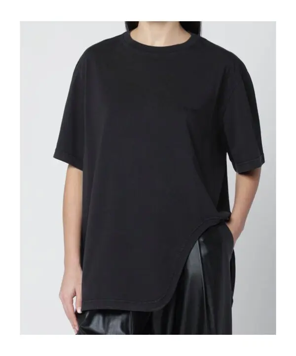 Attico Crew Neck Cotton T-shirt - Black