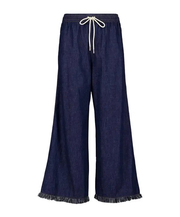 Zimmermann Rhiannon Fringe Wide Leg Denim Pants