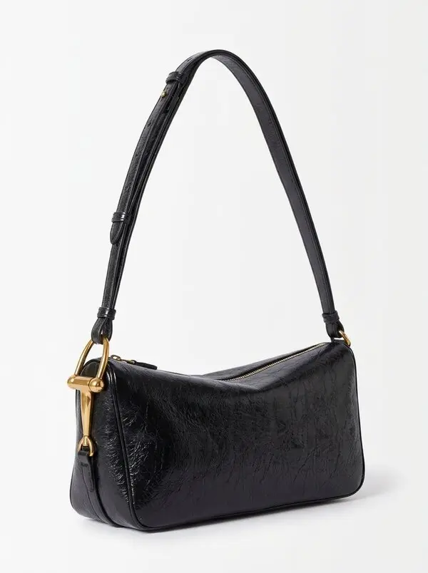 Gucci Half Horsebit Medium Shoulder Bag - Black