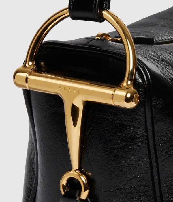 Gucci Half Horsebit Medium Shoulder Bag - Black