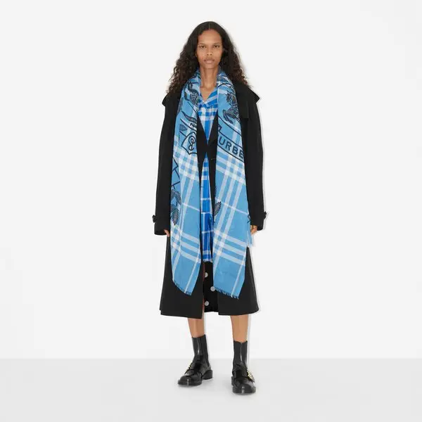 Burberry Montage-print Frayed-edge Scarf
