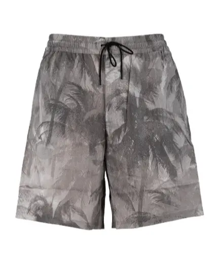 Emporio Armani Printed Drawstring Shorts - Gray