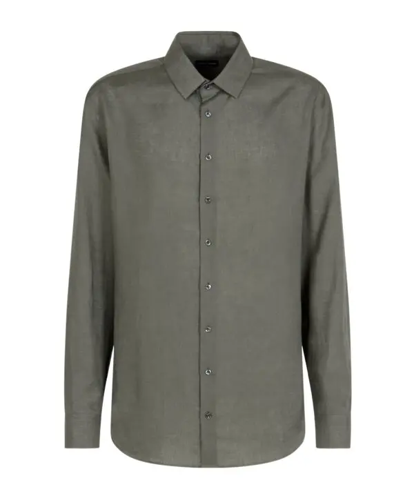 Giorgio Armani Curved Hem Button-up Shirt - Gray