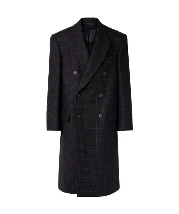 Wardrobe.NYC Double-breasted Checked Overcoat - Black