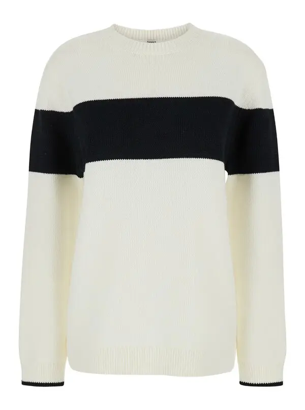 TOTEME Striped Crewneck Knitted Jumper - White