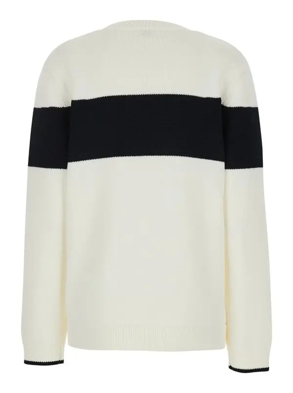 TOTEME Striped Crewneck Knitted Jumper - White