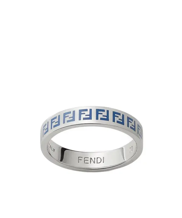 Fendi Ff Slim Band Ring - Gray