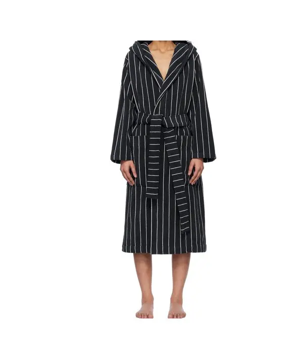 TEKLA Terry Hooded Bathrobe - Navy Blue