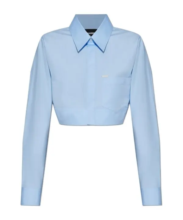 Dsquared2 Cropped Shirt With Pocket Detail - Blue
