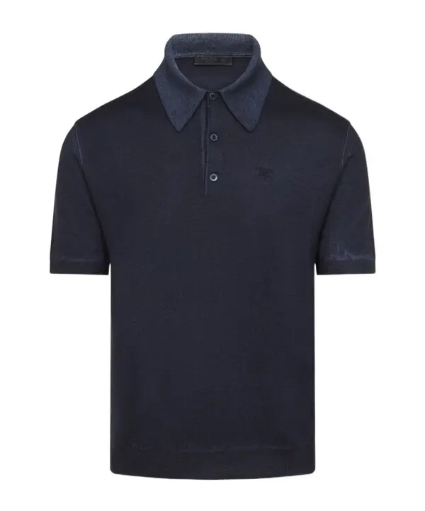 Prada Logo-embroidered Knitted Polo Shirt