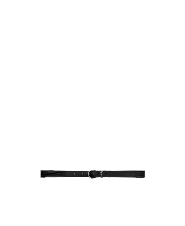Saint Laurent Croissant De Lune Buckled Thin Belt - Black