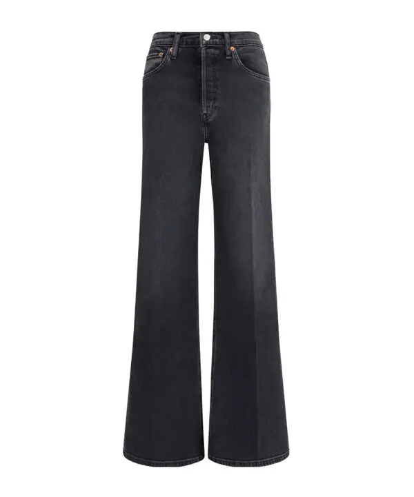 RE/DONE High-waisted Wide-leg Jeans - Black