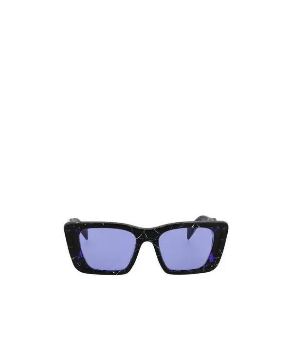 Prada Oversized Rectangular-frame Sunglasses With Logo And Purple Lenses - Blue