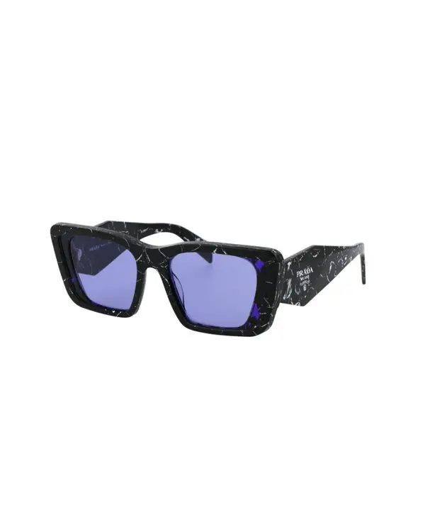 Prada Oversized Rectangular-frame Sunglasses With Logo And Purple Lenses
