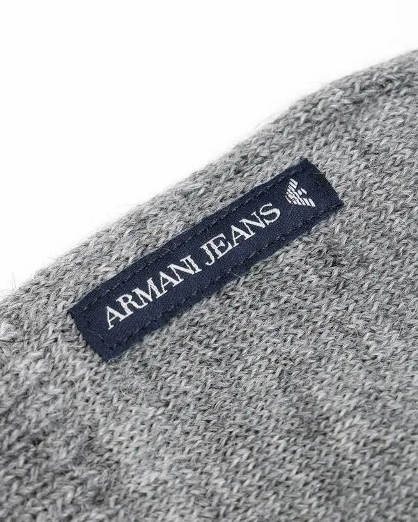 Emporio Armani V-neck Pullover With Logo Detail - Gray