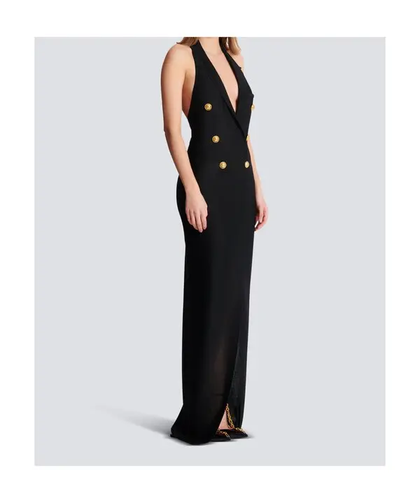 Balmain Long Halterneck Knit Dress