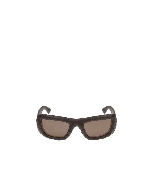 Bottega Veneta Intrecciato Rectangular Sunglasses - Black