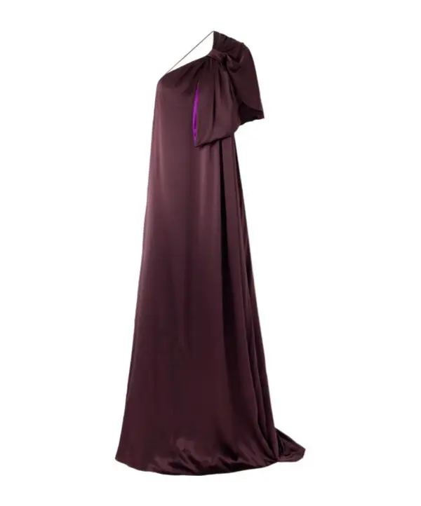 ROKSANDA Aeris Draped One-shoulder Silk-satin Gown - Black
