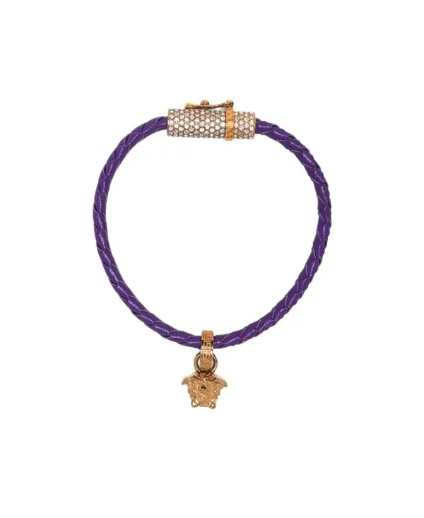 Versace Medusa Plaque Cord Bracelet - Purple