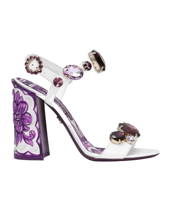 Dolce & Gabbana Embellished Graphic Block Heel Sandals