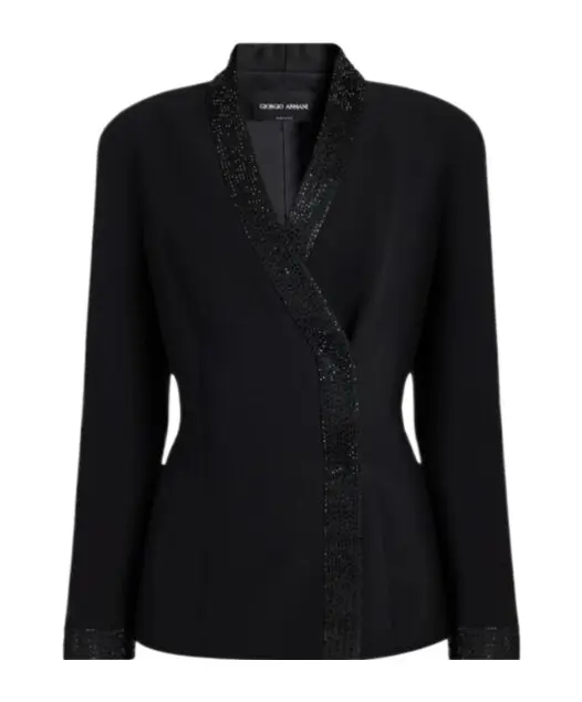 Giorgio Armani V-neck Embellished Jacket - Black