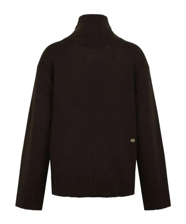 GANNI Ribbed Knit Pullover With Cross-over Neckline - Chocolate